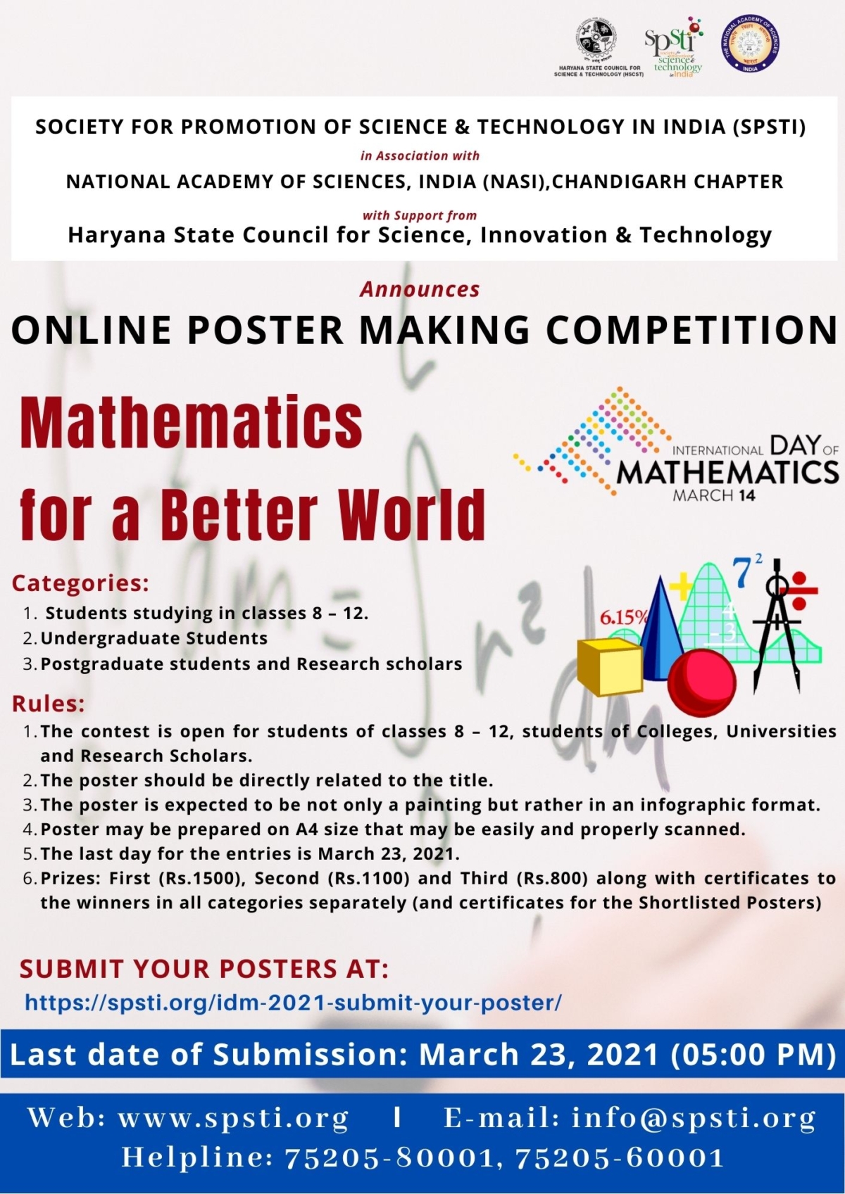 Poster Competition – Mathematics for a Better World – Society for ...