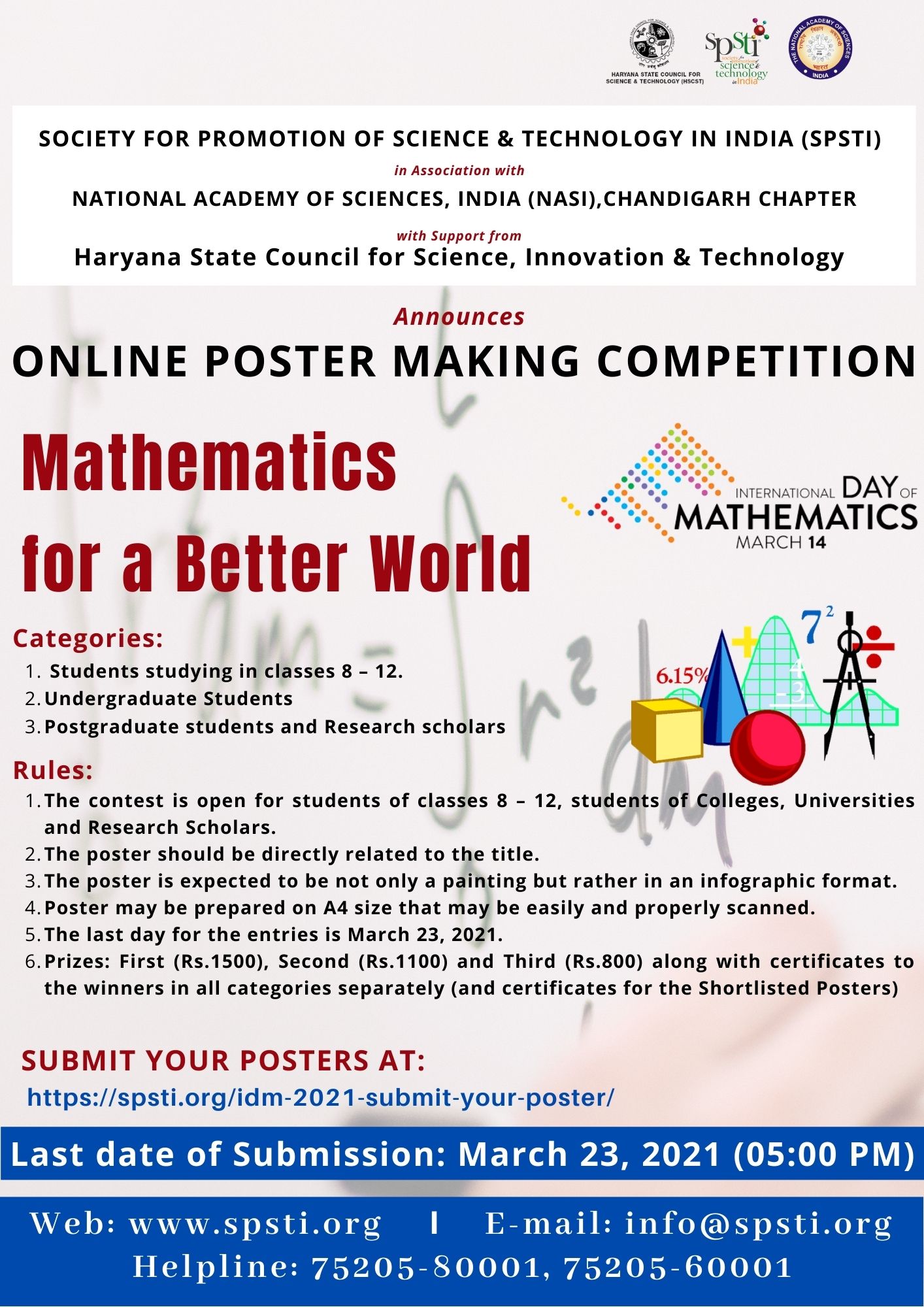 Poster Competition – Mathematics for a Better World – Society for ...