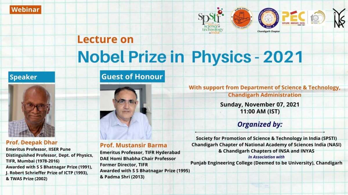 Lecture on Nobel Prize in Physics 2021 – Prof. Deepak Dhar – Society ...