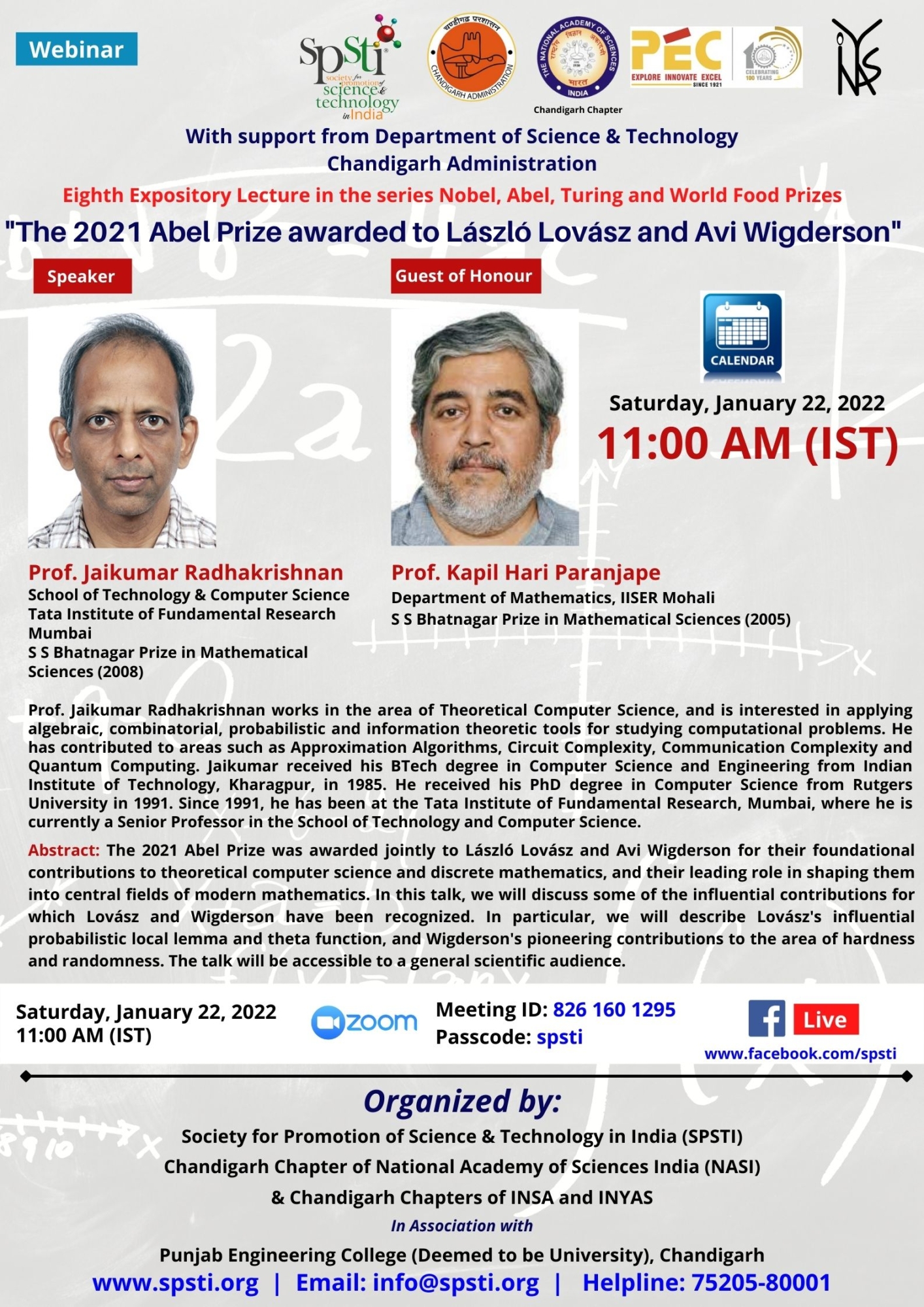 Lecture on Abel Prize 2021 in Mathematics – Prof. Jaikumar ...