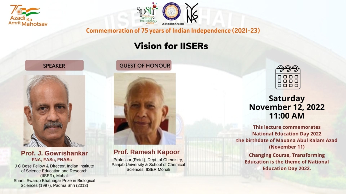 Vision for IISERs – Prof. J. Gowrishankar – Society for Promotion for ...